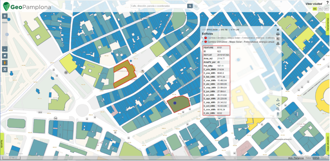 Interactive Pamplona solar energy map | oPEN Lab